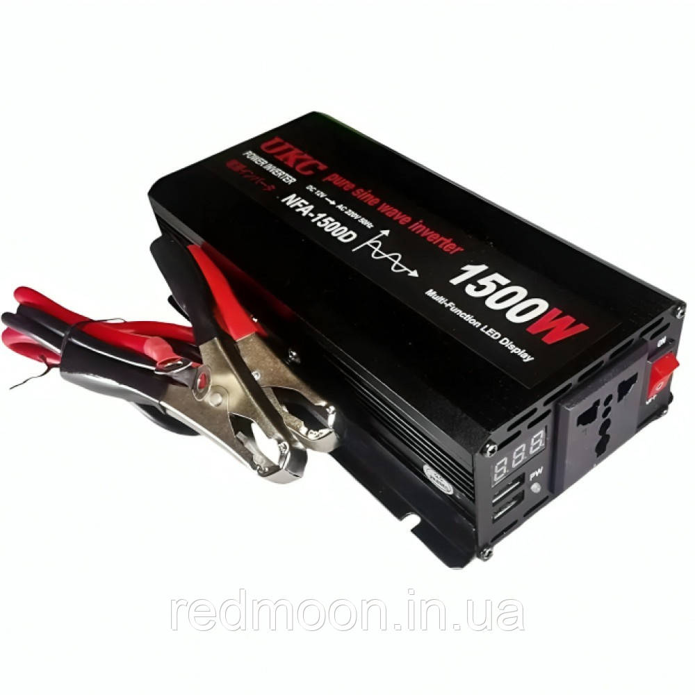 Перетворювач напруги AC-DC 12-220V, чиста синусоїда, 1500W / Інвертор для автомобільних ...