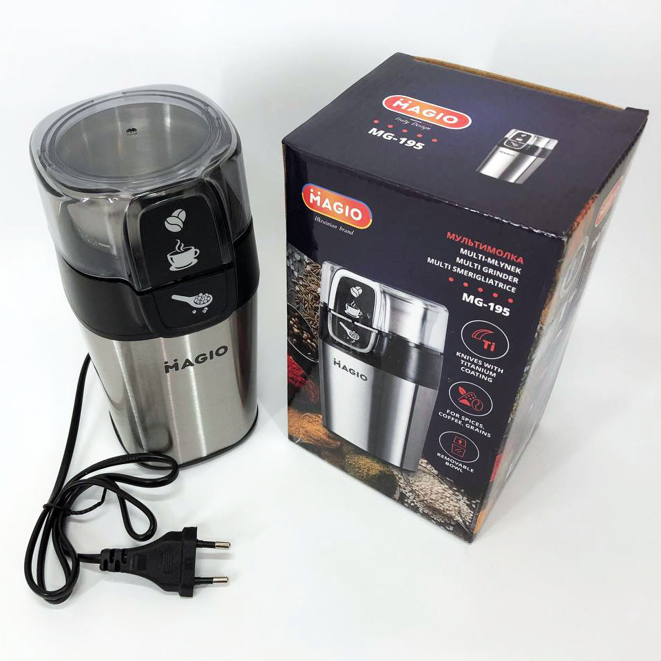 Кавомолка роторна для подрібнення кавових зерен MAGIO MG-195 (300 Вт), Електрична SZ-283 ...