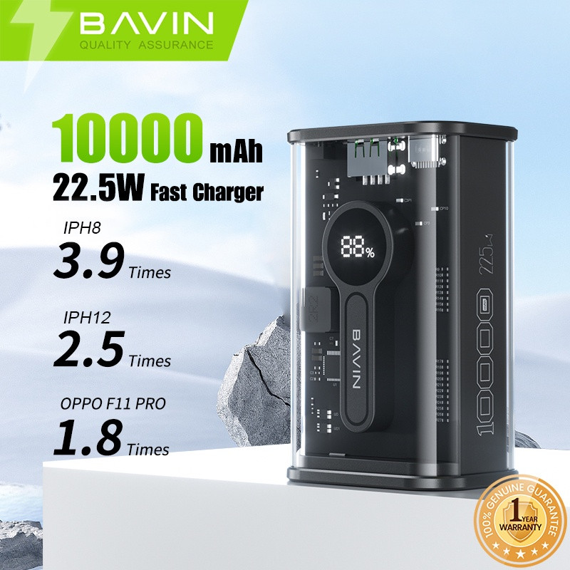 BAVIN PC1012S 10000mAh 22.5W Швидкісний павербанк із входом і виходом Type-C / зарядка USB ...