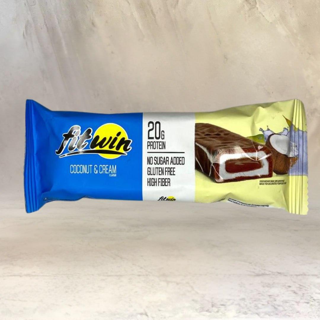 Протеїновий батончик FitWin з начинкою кокос-крем без цукру, 60 г - купити в Saharok Shop ...