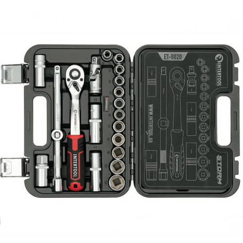 Професійний набір інструментів для авто у валізі 1/2 Cr-V STORM INTERTOOL ET-8020 20 одиниць ...