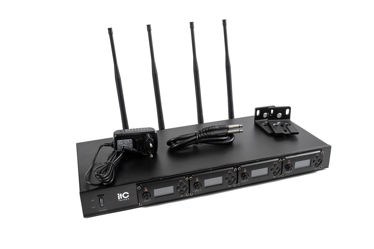 Мікрофонна система 4-х канальна, цифрова, бездротова, 4 настільні мікрофони ITC TS-354 ...