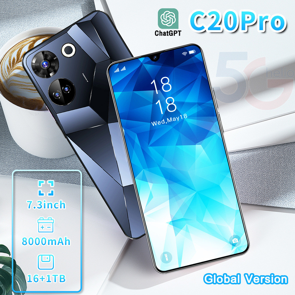 Смартфон C20 Pro чорний 16+1 ТБ, 10 ядер, 7,3 дюйми, 8000 мАг (ID ...