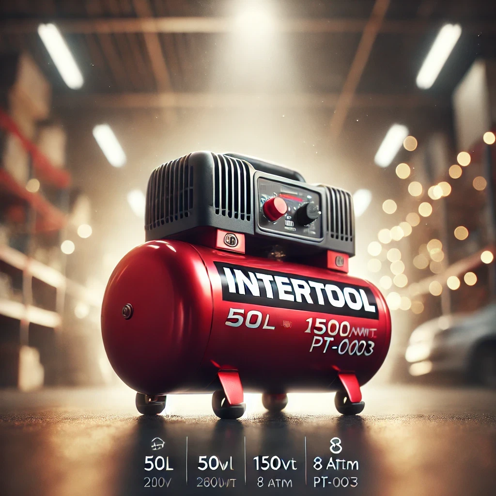 Компресор Intertool PT-0003, 50 л, 1,5 кВт поршневий повітряний компресор для дому, гаража та ...