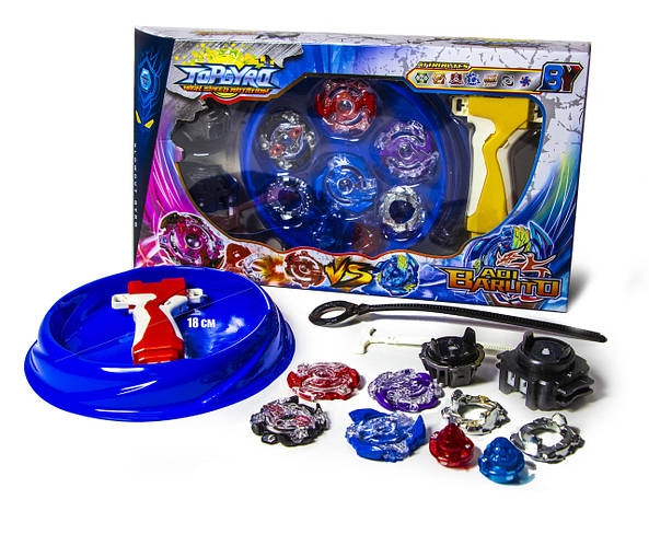 Бейблейд Набір 8 в 1 АРЕНА Синя 18см + 4 Дзига + 2 Запускача + 1 Ручки ...