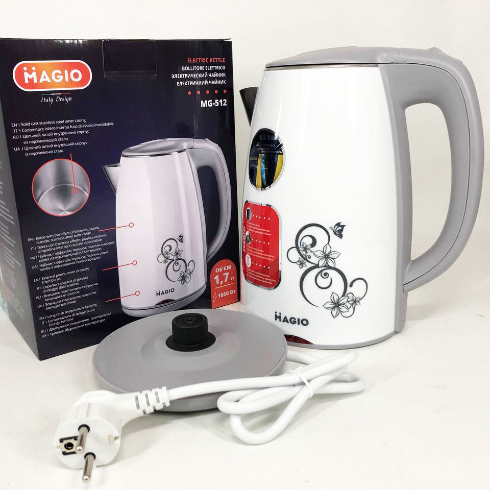 Электрочайник нержавейка MAGIO MG-512 1.7 л 1650 Вт, Качественный электрический чайник WB-271 ...