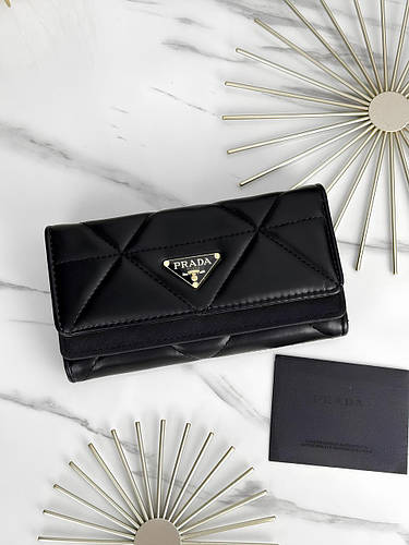 Жіночий гаманець Prada великий подвійний чорний (ID#2446649528), ціна ...