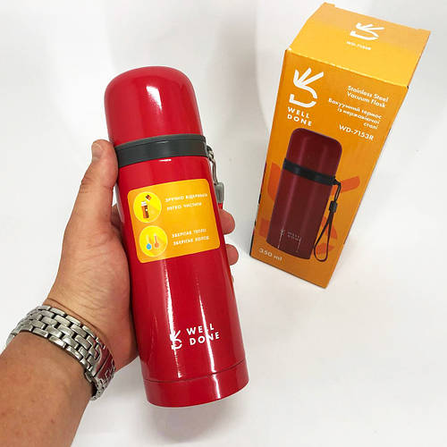 Термос для чая топ Well Done WD-7153R 350 мл, Термос для теплых напитков, VW-580 Термос походный ...