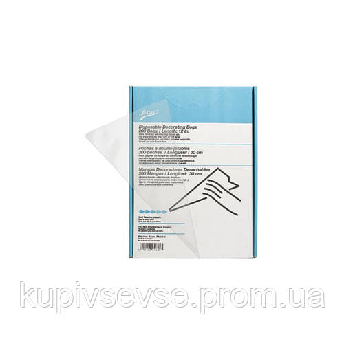 Мішок кондитерський Ateco 30 см одноразовий 200 шт. уп Білий (04027 ...