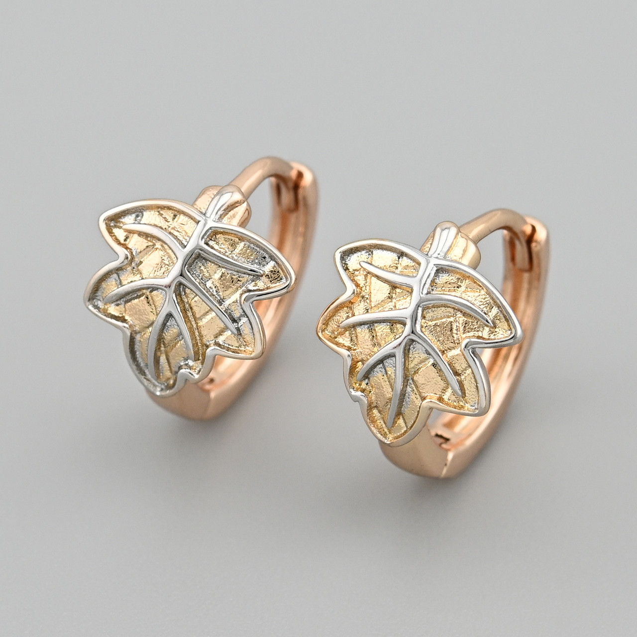 💛 Купити Сережки Осінній лист 47178 розмір 14х10 мм вага 2.5 г позолота ...