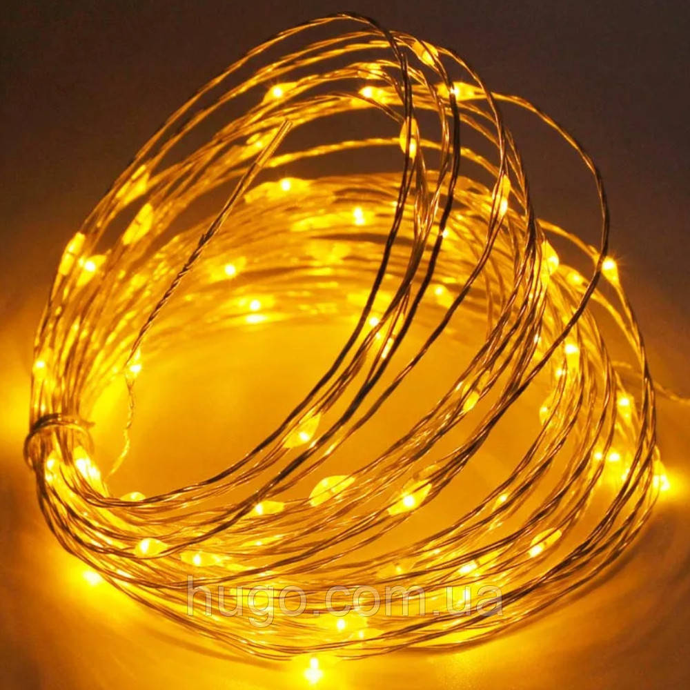 Гирлянда Роса от батареек, 2м, 20LED Теплый белый / Новогодняя LED ...
