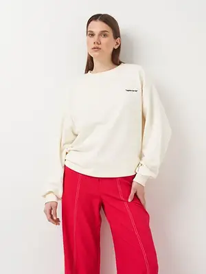 Свитшот женский флисовый молочный с принтом 3787-02, цена: 1400 ...