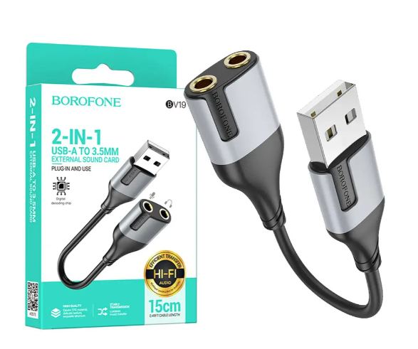 Адаптер 2*3.5 мм (mini-jack) to USB Borofone BV19 Creator (ID#2450906104), ціна: 150 ₴, купити ...
