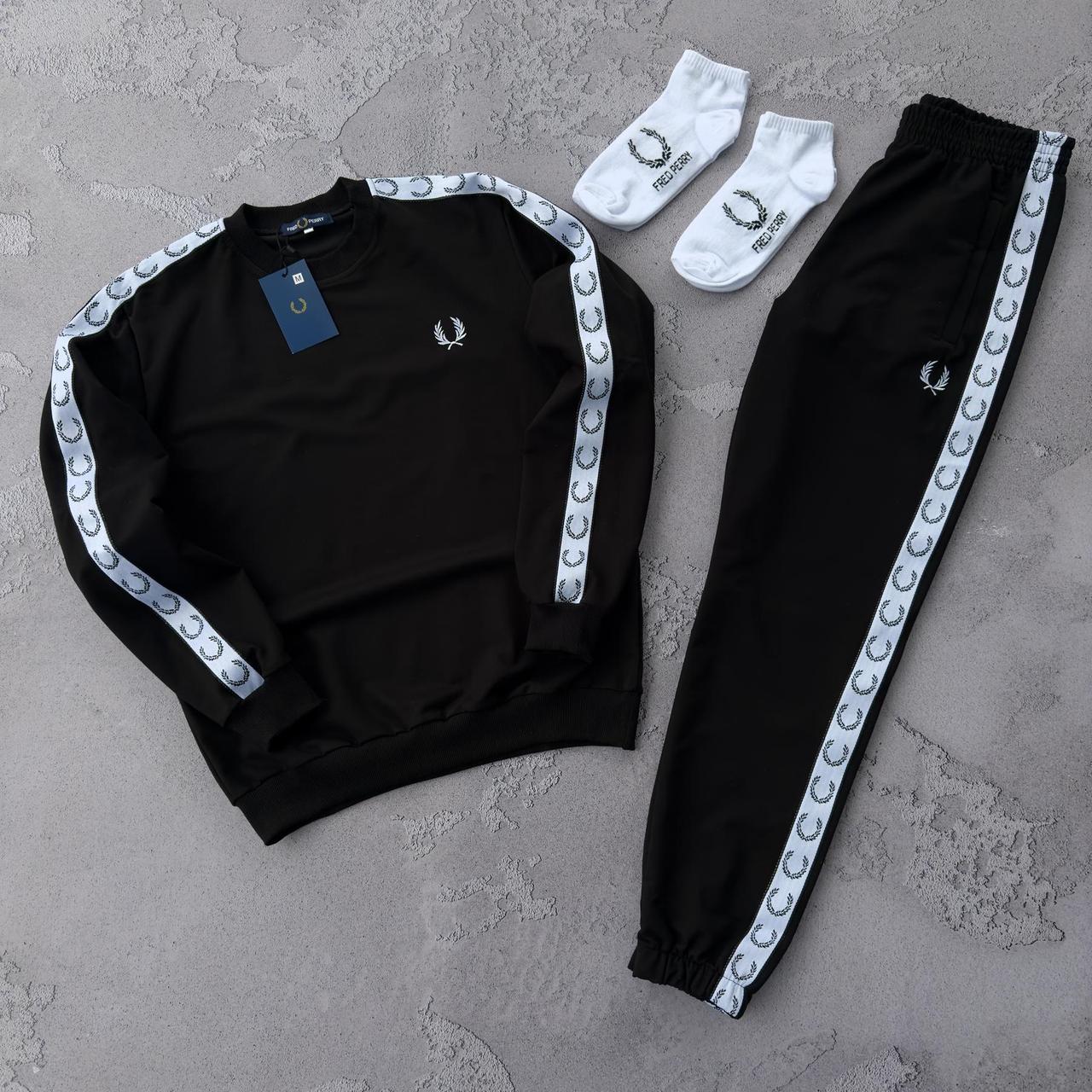 Чоловічий Спортивний Костюм Чорний Брендовий Фред Пері Комплект Штани Світшот Fred Perry Sam (ID ...