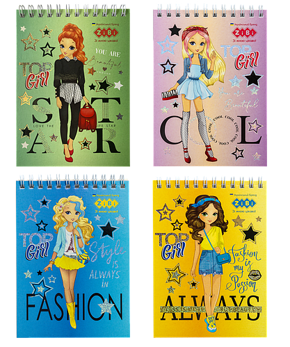 Блокнот на пружині A6 у клітинку Zibi Top Girl 40 аркушів (ZB.12151 ...