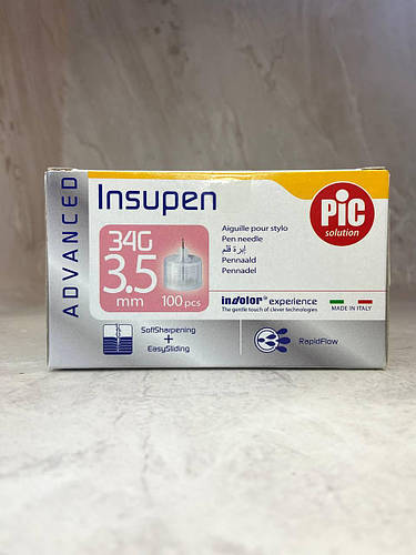 Инсулиновые иглы Insupen (Инсупен) 34G/3,5 мм для шприц-ручки, 100 шт ...