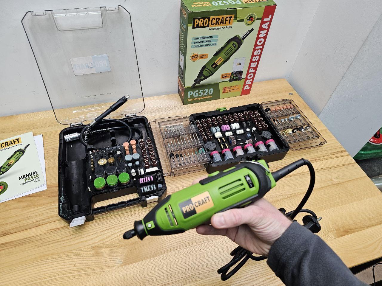 Гравер Акумуляторний Procraft PG520 (Бормашина) + 608 Насадок + 8 шт Цанг + Гнучкий вал ...