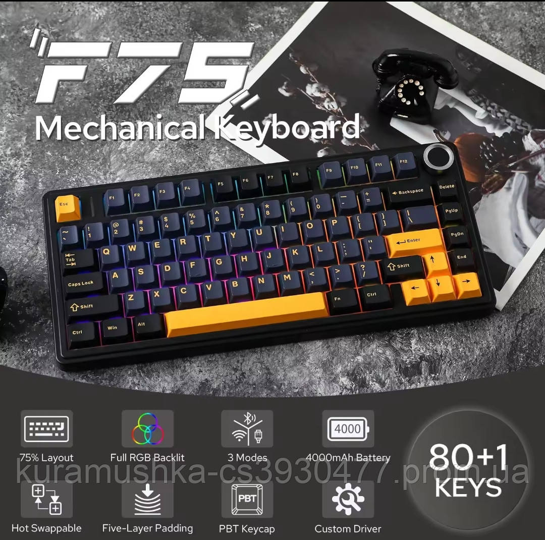 Якісна геймерська механічна акумуляторна клавіатура Aula F75 (ID#2380196308), цена: 3300 ...