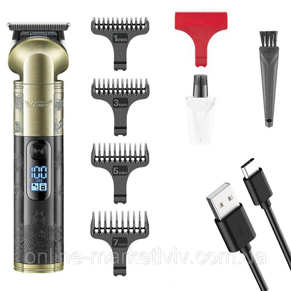 Купити Тример акумуляторний, 4 насадки, LED дисплей, VGR V-296 / Машинка для стрижки волосся ...