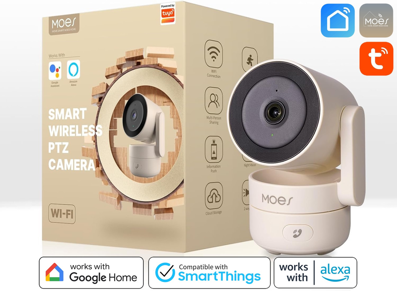 MOES Tuya WiFi 4MP Indoor Security Camera with Night Vision and Motion Detection Google Home ...