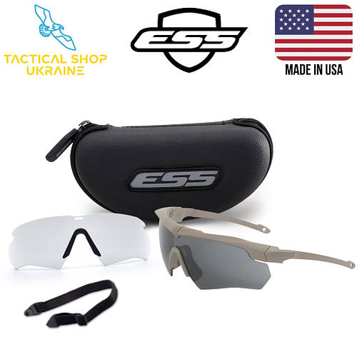 Балістичні окуляри ESS Crossbow Suppressor Black 2 Lens Kit w/Clear & w/Smoke Gray, Hard Case ...