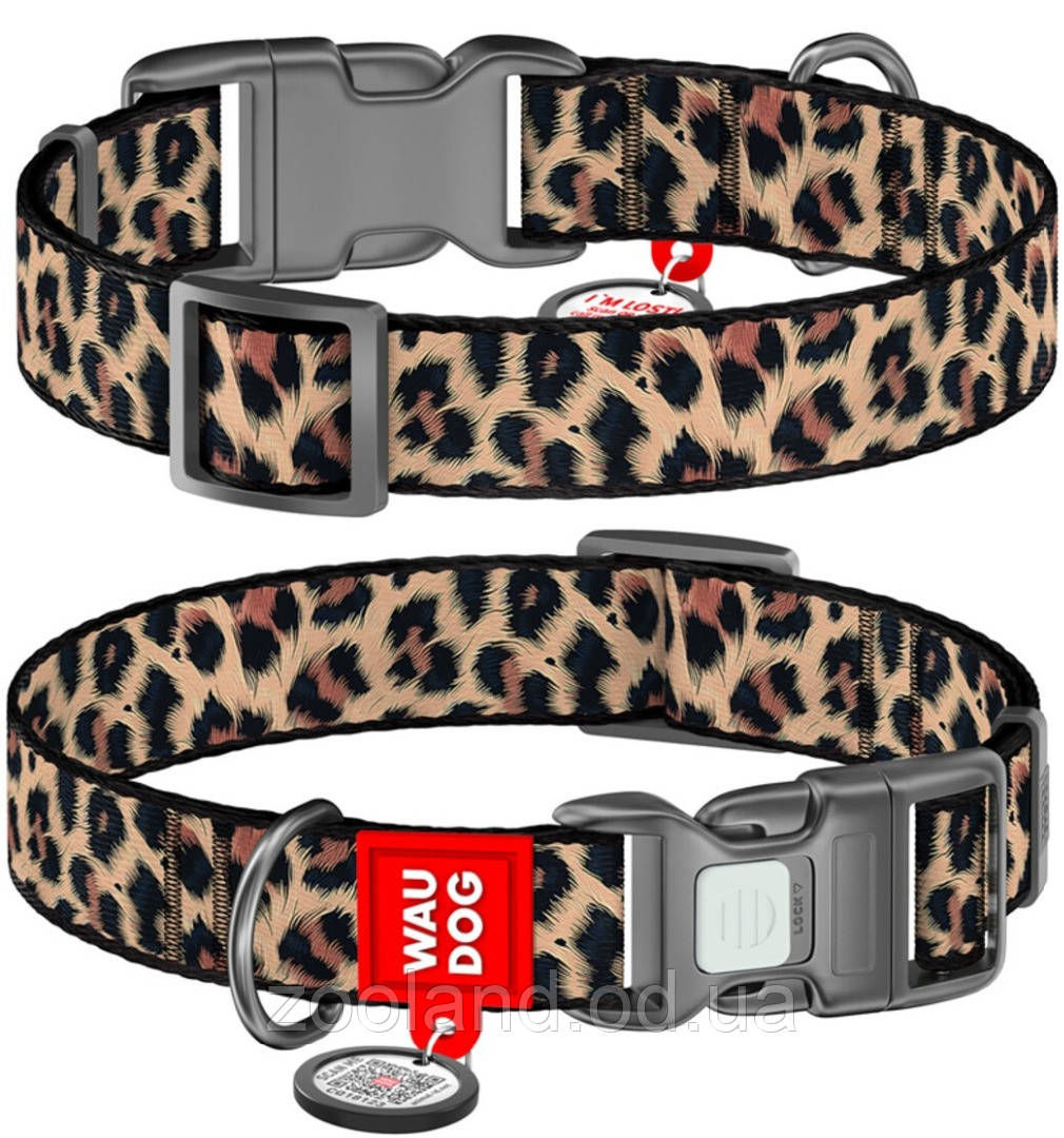 281-4066 Collar Waudog Nylon з qr паспортом ошейник цвет леопард, 28-40 ...