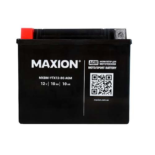 Мото акумулятор MAXION AGM MXBM-YTX12-BS 12V 10Ah 180A L+ MXBM-YTX12-BS ...