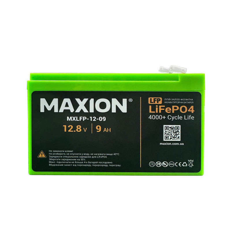 Купити Літієві акумулятори MAXION LiFePO4 MXLFP-12-09 (12V; 9Ah) за кращою ціною від компанії ...