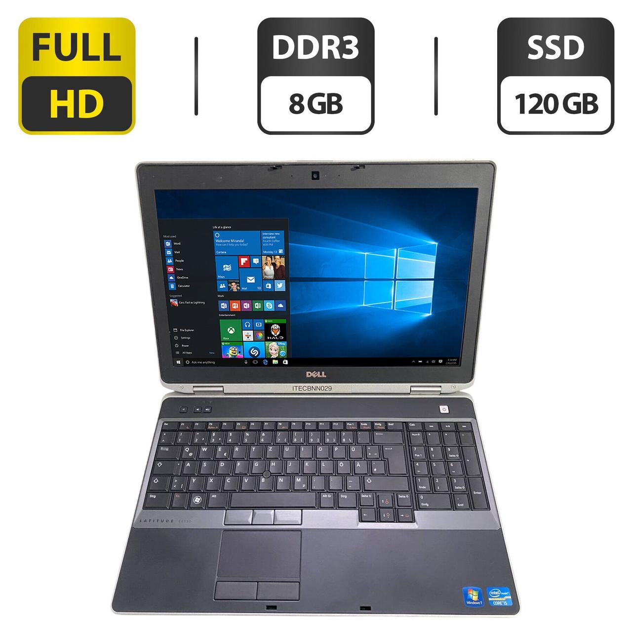 Ноутбук Б-класс Dell Latitude E6530/ 15.6" (1920x180)/ Core i5-3230M/ 8 GB RAM/ 120 GB SSD/ HD ...