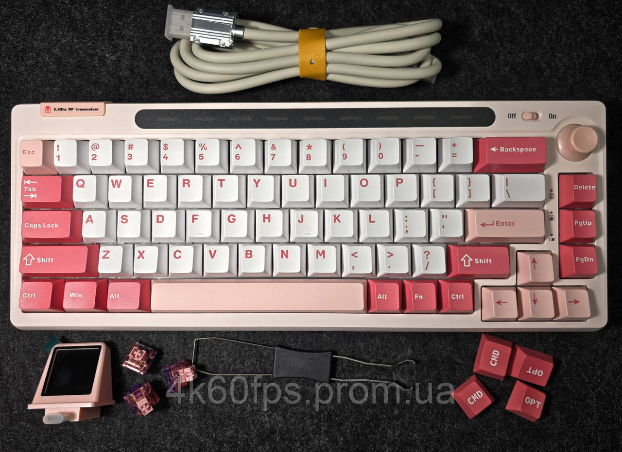 Epomaker RT65 65% беспроводная механическая клавиатура 2.4G и Type-C с съемным мини-дисплеем ...