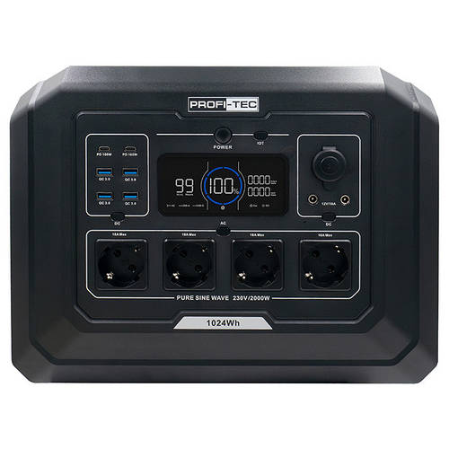 Портативна зарядна станція PROFI-TEC PPS2000 LiFePO (ном. 2000 Вт/ макс. 4500 Вт, батарея 1024 ...