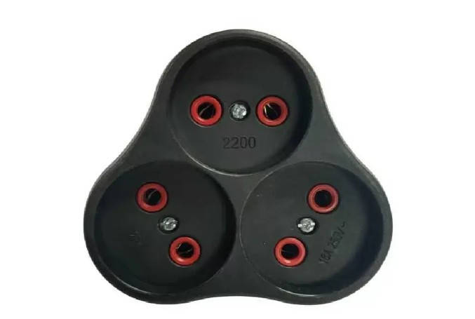 Розетка трійник із заземленням AK303B чорна для дому та офісу електрична подовжена розетка TR-44 ...