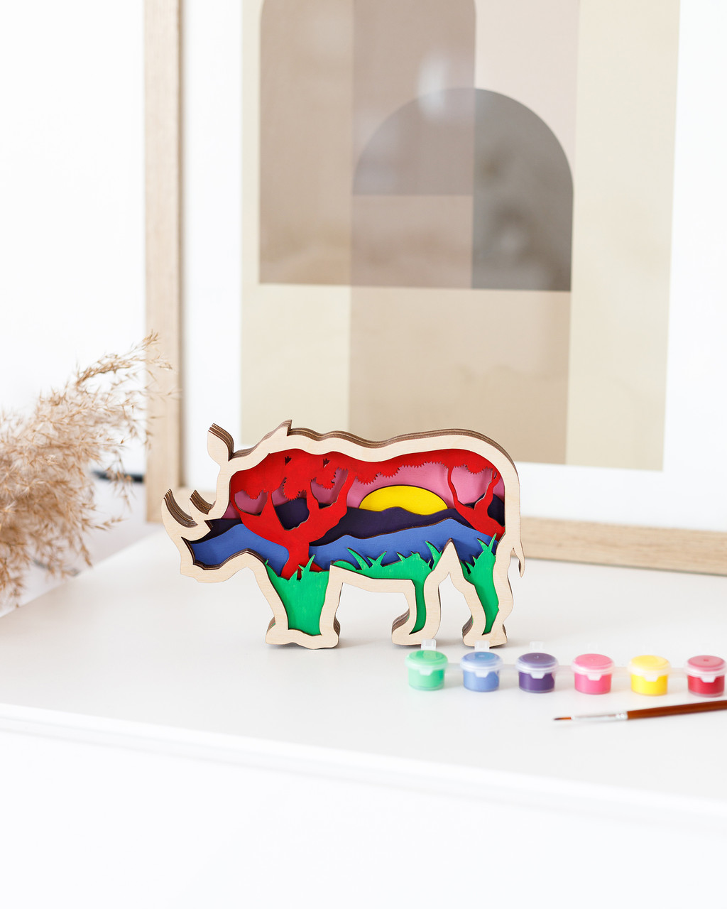 Деревяна 3Д розмальовка Носоріг Id 2464707296 цена 550 ₴ купить на Prom Ua