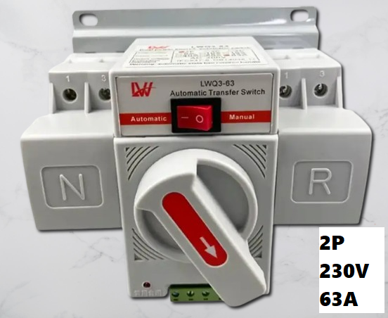 Автомат введення резерву 2P 230 В 63 A 1-фазний двополюсний Автоматичний введення резерву 230 ...