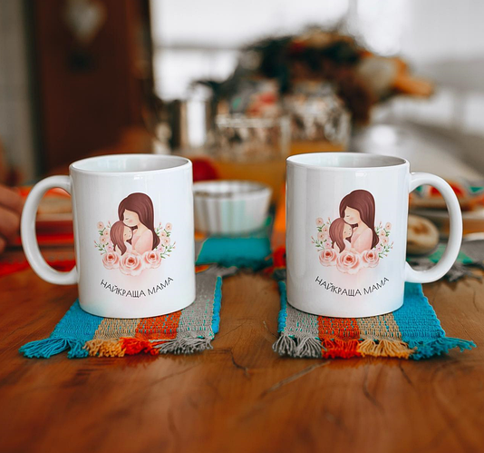 Чашка белая керамическая с красивым оригинальным принтом Найкраща Мама ...
