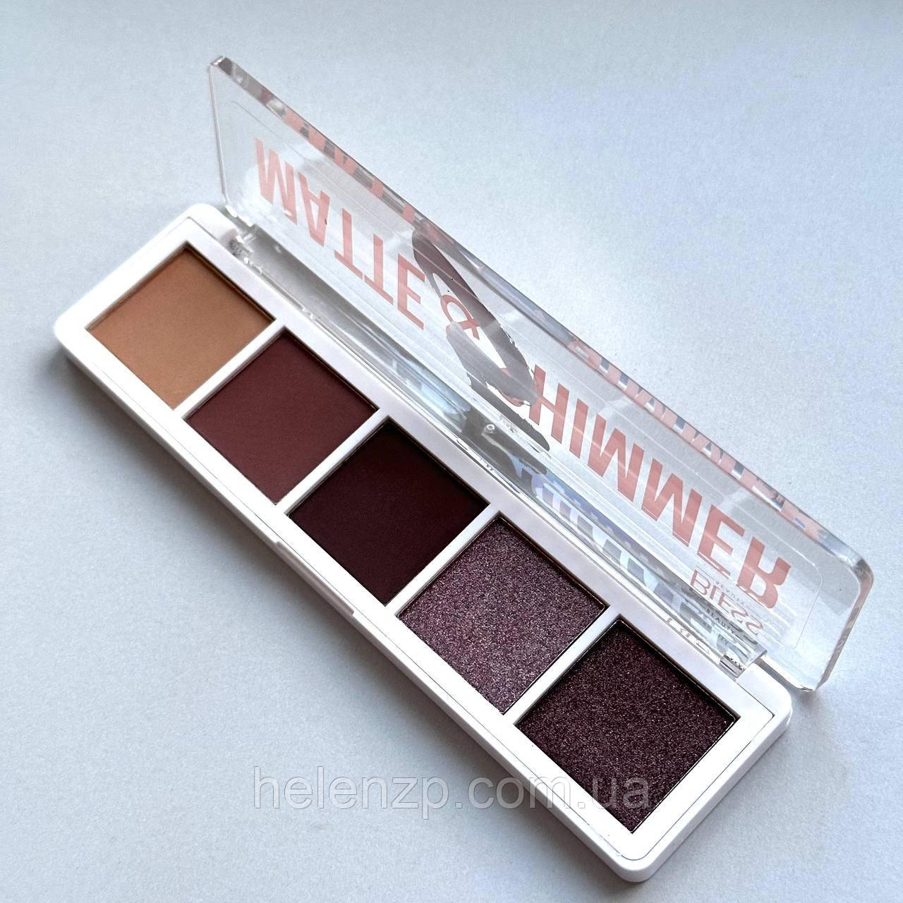Палетка тіней для повік Bless Beauty Matte & Shimmer (5 кольорів) 05 ...