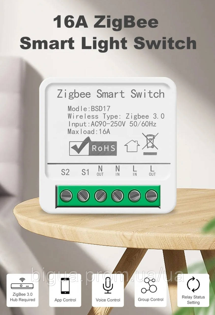 Zigbee Розумний вимикач, реле, протокол Zigbee 3.0, Tuya, Smart life (ID#2468598364), ціна: 210 ...