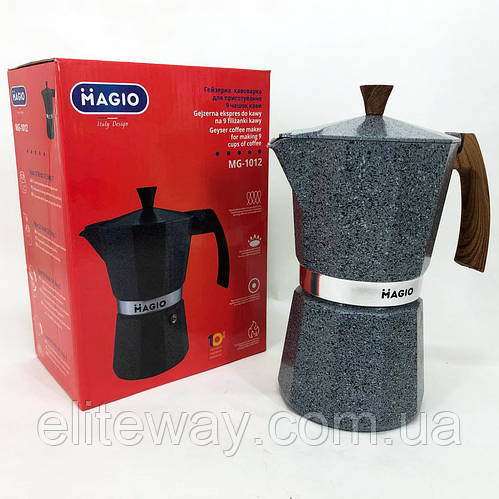 Гейзерна кавоварка Magio MG-1012 450 мл, кавоварка для дому, гейзерна турка для кави, кавник ...