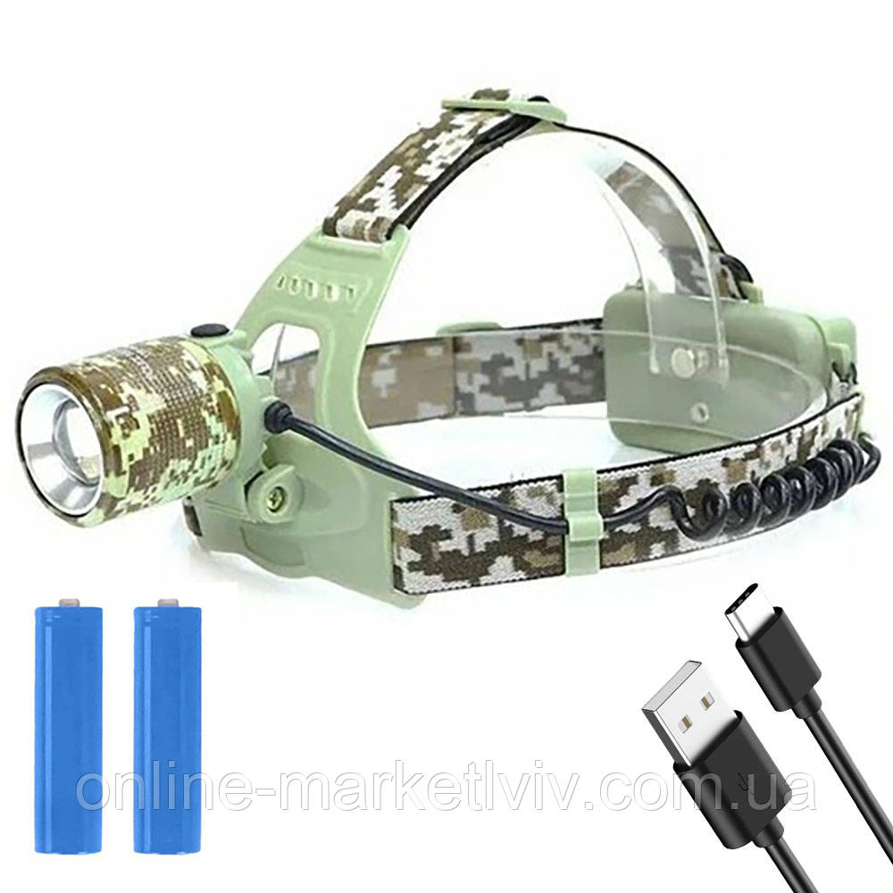 Купить Фонарь налобный аккумуляторный, zoom, 2х18650, CH-002M-T6 / Яркий фонарик на голову ...
