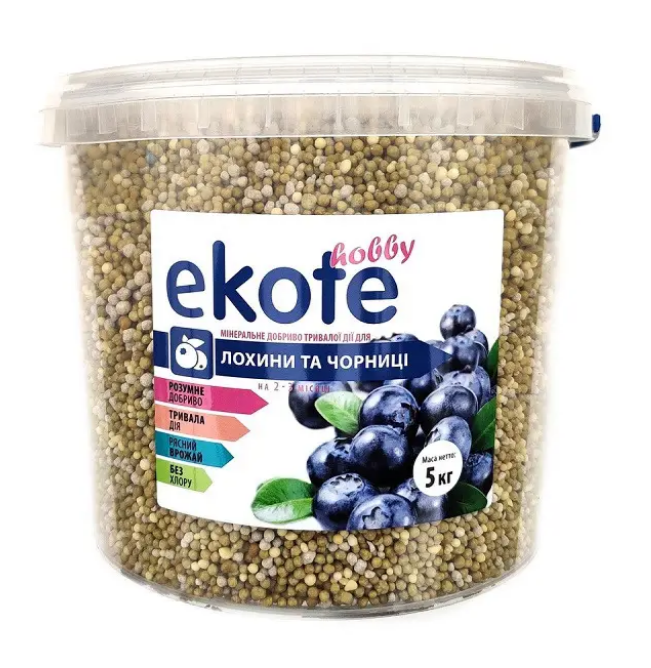 Добриво Ekote для лохини та чорниці 2-3 міс 5 кг NPK 16+09+15 Добриво ...