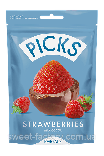 Полуниця у шоколаді Pergale Picks Strawberry Milk Chocolate 90g, ціна ...