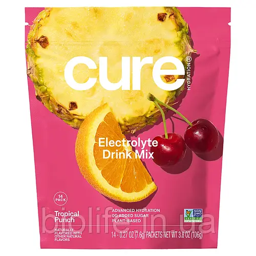 Cure Hydration, Electrolyte Drink Mix, Tropical Punch, 14 Packets, 0.27 ...