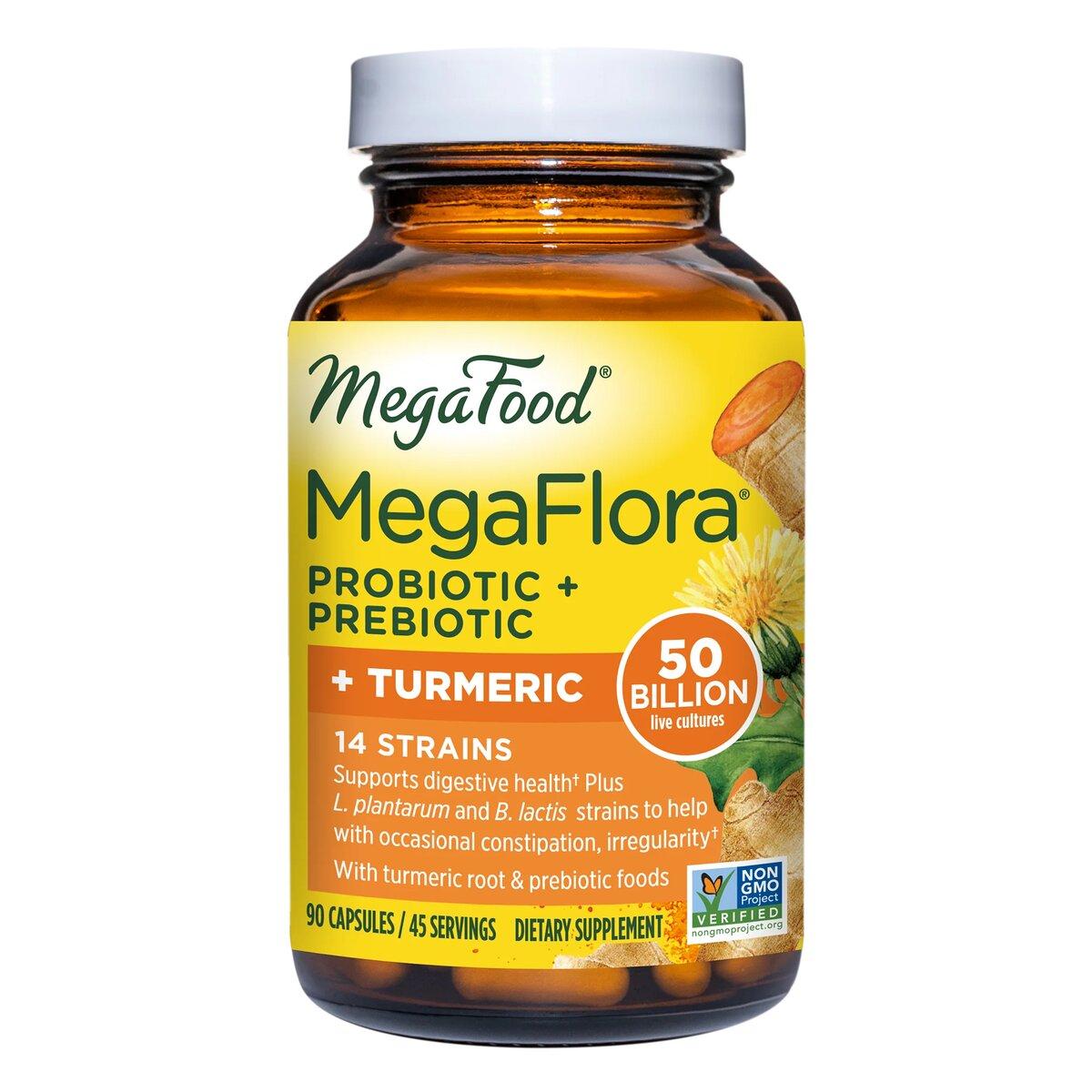 Пробіотики MegaFlora for Over 50, Probiotic with Turmeric, MegaFood, 90 ...