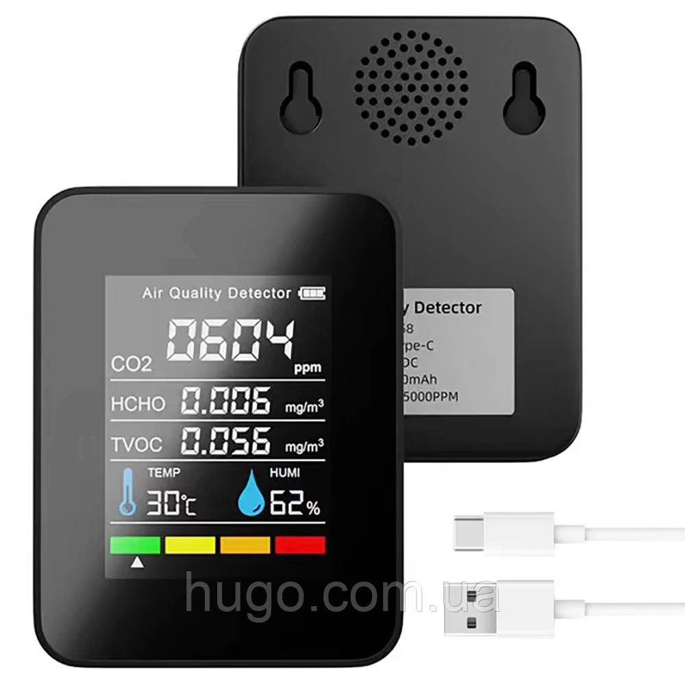 Датчик качества воздуха 5в1, с USB и LCD-дисплеем / Анализатор чистоты ...