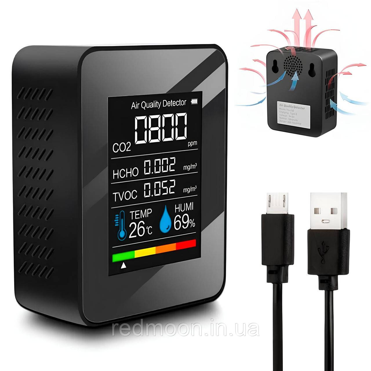 Датчик качества воздуха с дисплеем 5в1, от USB / Анализатор воздуха ...