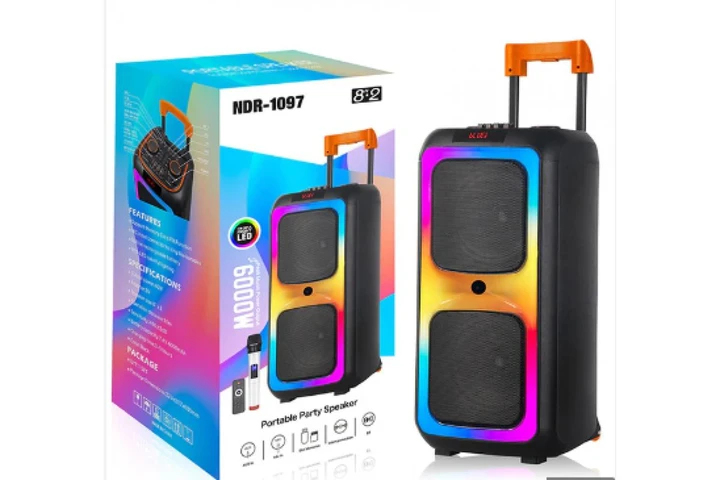 Акустичная переносная колонка NDR-1097 2x8" TWS/FM/USB/TF/BT/LED/REC/ДК ...