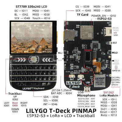 LILYGO® T-Deck ESP32-S3 915MHz Black Keypad, ціна: 4250.40 ₴, купити на ...