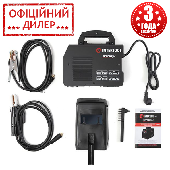Інвертор зварювальний MMA-200A STORM Intertool GRT WT-4005 (20-200 А, 230 В, 1,6-5 мм) Апарат ...
