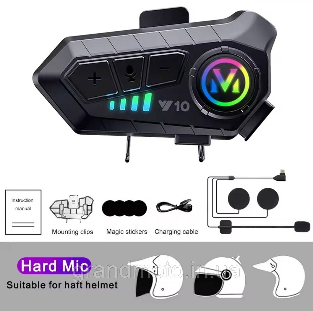 Мото Bluetooth-інтерком Y10 гарнітура для шолома (ID#2565740264), ціна ...