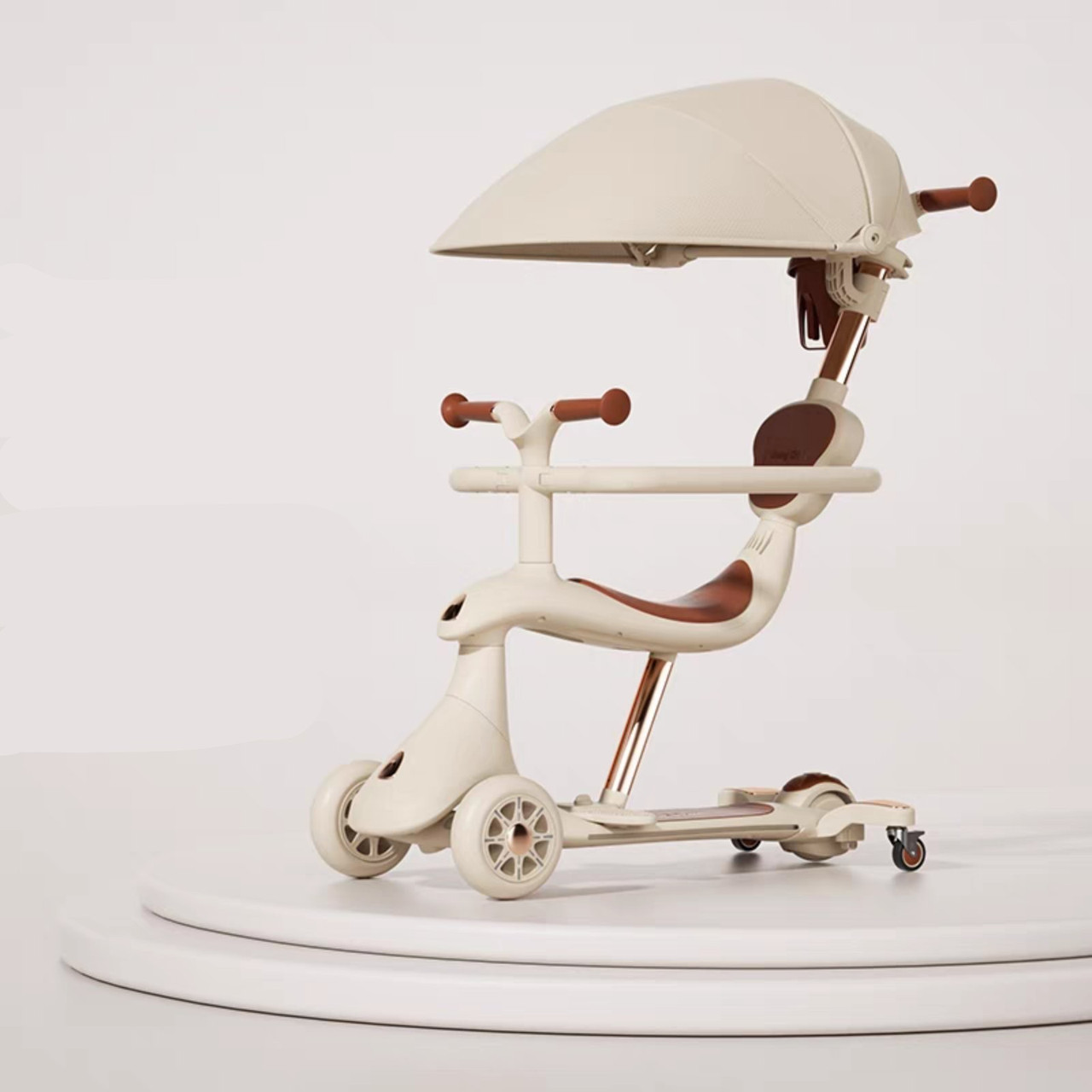 Купить Детский самокат-трансформер складной 4в1 с родительской ручкой бежевый Maraton (M7-10 ...